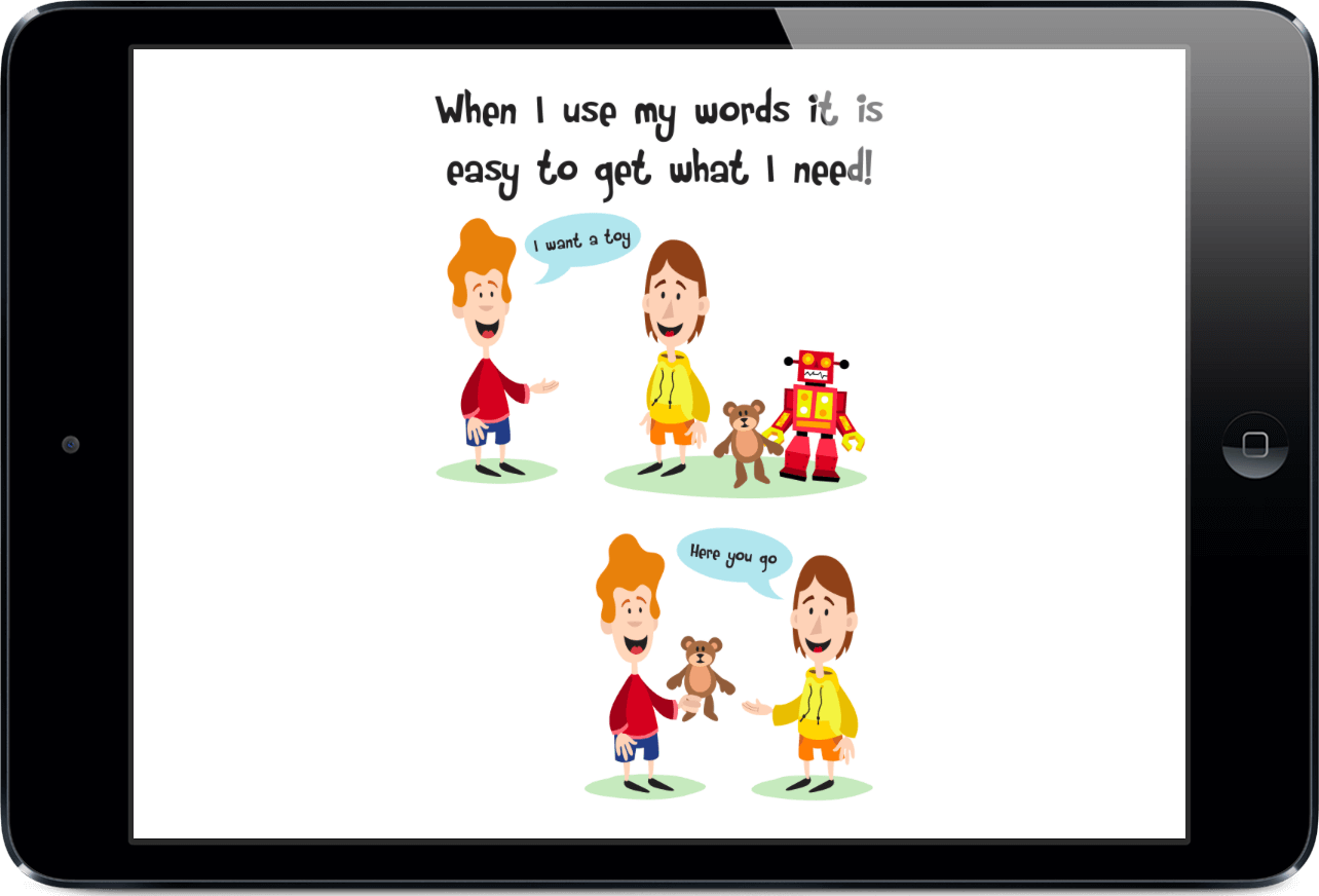 Using My Words, A beginning language app to teach talkingTouch Autism